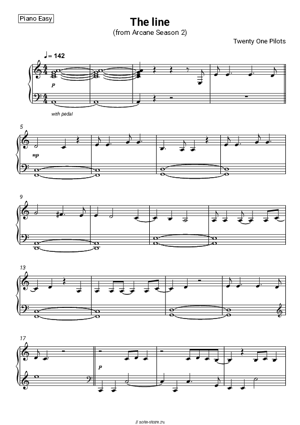 The line (from Arcane Season 2) - Twenty One Pilots ноты для фортепиано ...