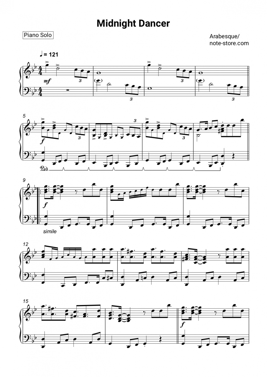 Arabesque - Midnight dancer ноты для фортепиано в Note-Store.ru ...