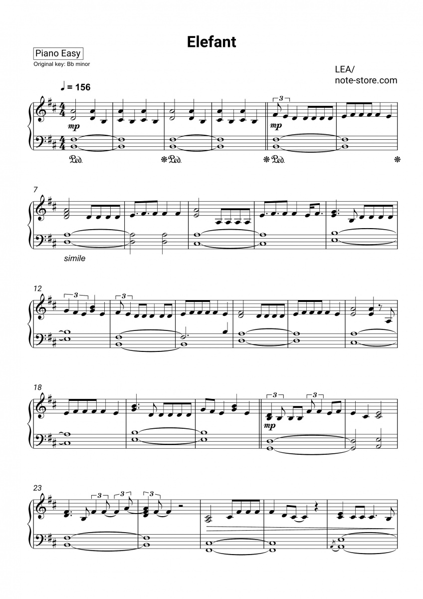 Lea - Elefant ноты для фортепиано для начинающих Пианино.Easy SKU ...